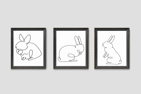Minimalist Bunny Line Art Digital Download Rabbit Animal | Etsy
