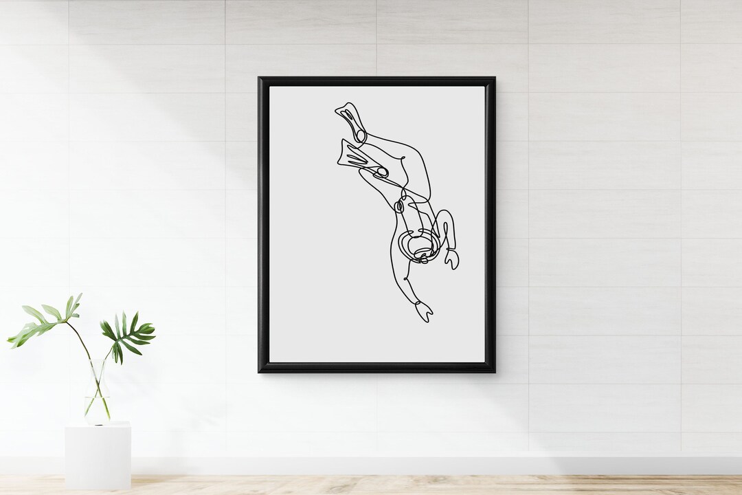Minimalist Scuba Diving Line Art, Digital Download, Water Sport Print ...