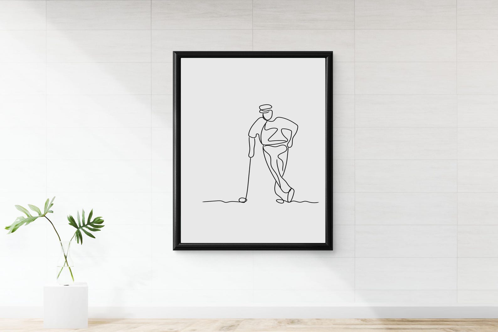 Minimalist Golf Player Line Art, Digital Download, Sport Print, Simple ...