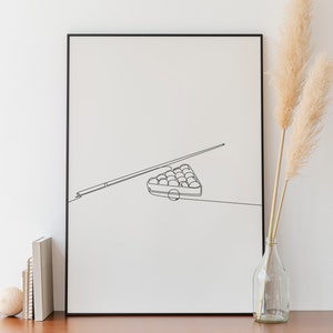 Minimalist Billiard Line Art, Digital Download, Pool Table Print, Woman ...