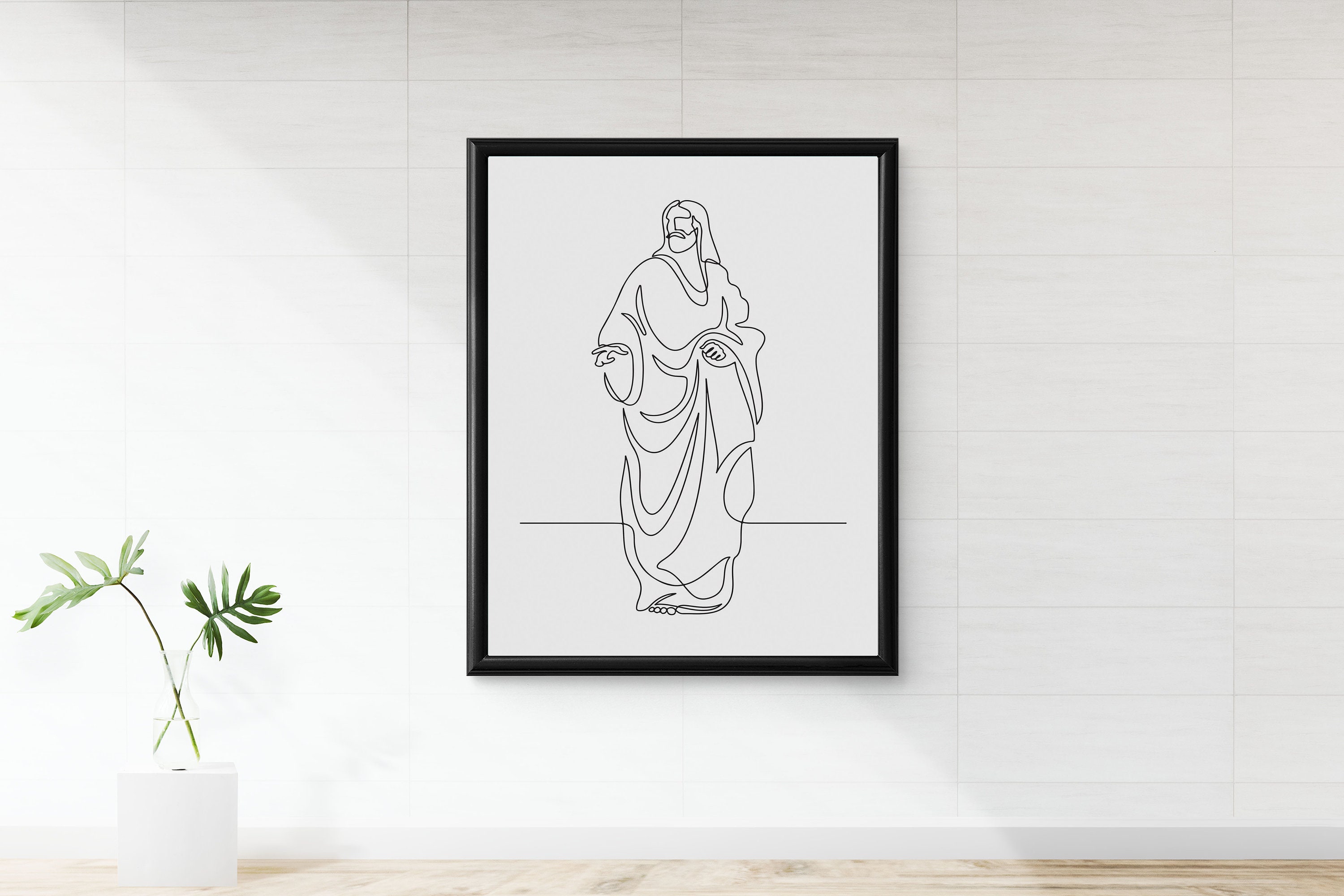 Minimalist Christian Line Art, Digital Download, Religious Print ...