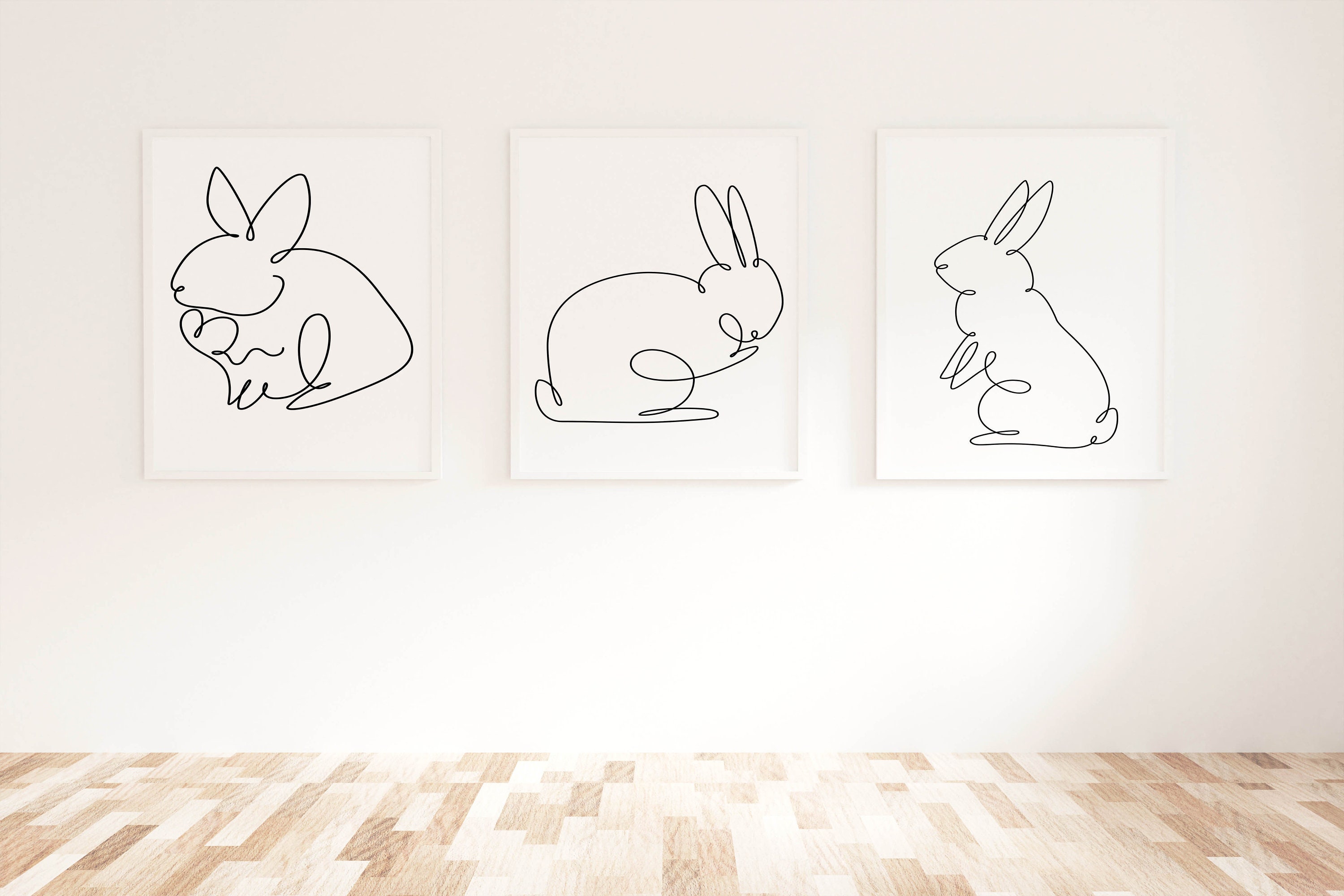 Minimalist Bunny Line Art, Digital Download, Rabbit Animal Sketch ...