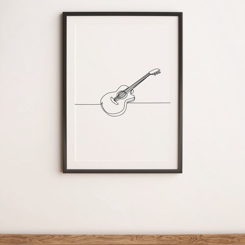 Guitar Line Art Minimalist Print Music Minimal Printable - Etsy