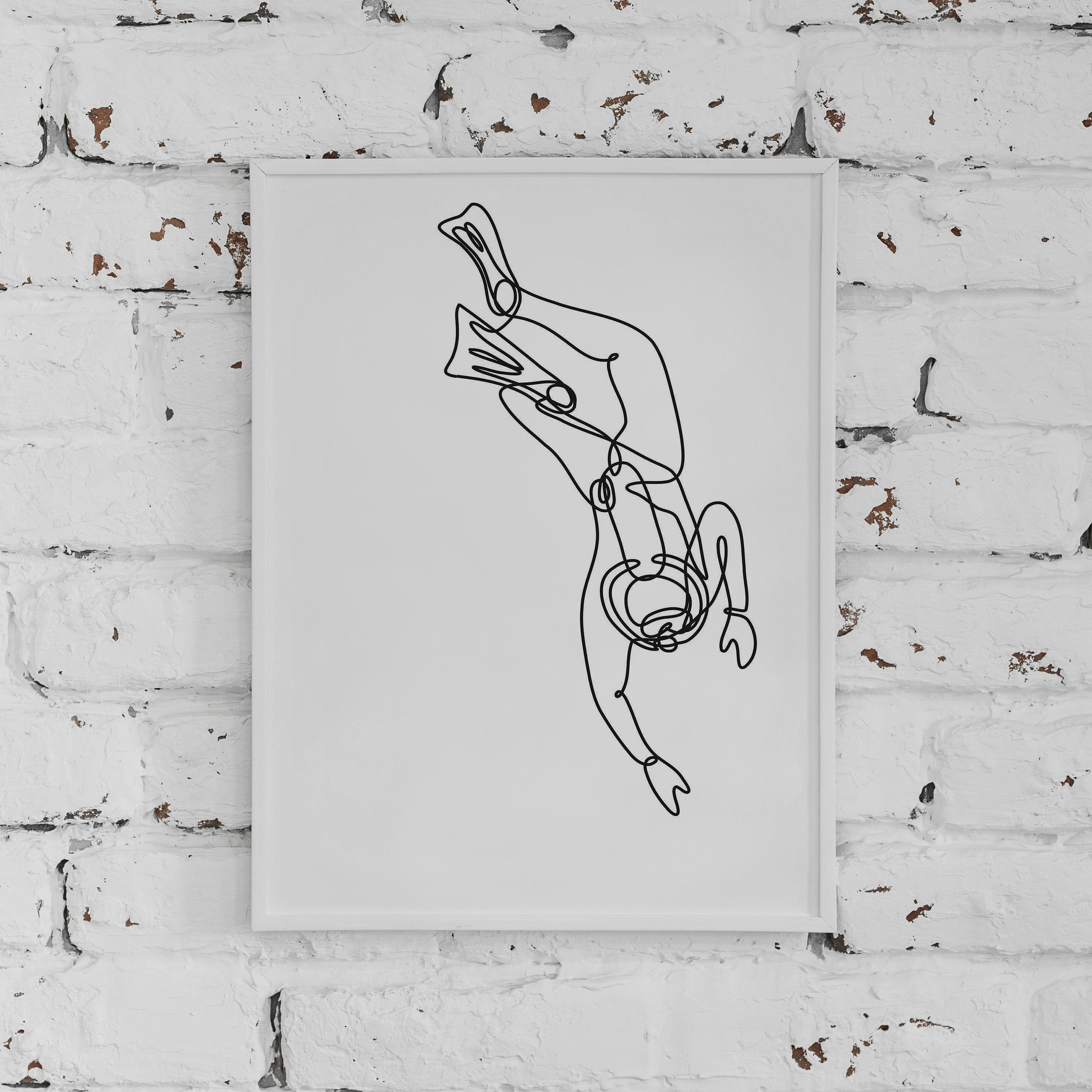 Minimalist Scuba Diving Line Art Digital Download Water - Etsy