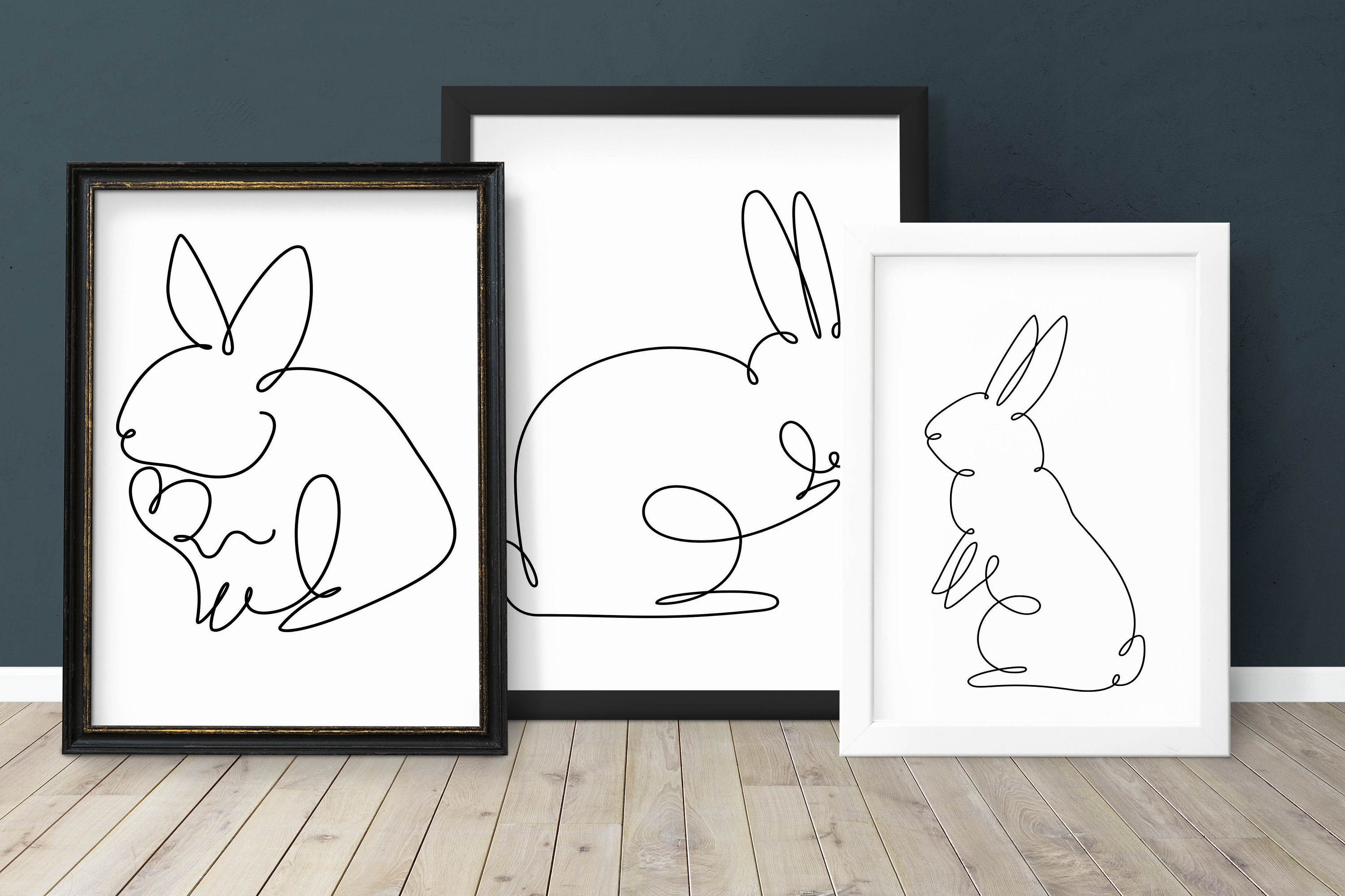 Minimalist Bunny Line Art, Digital Download, Rabbit Animal Sketch ...
