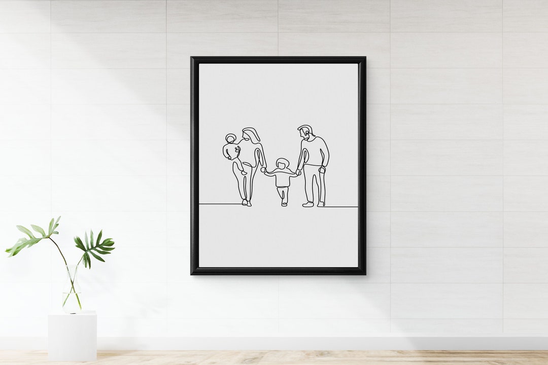 Family Line Art, Digital Download, Continuous Line Drawing - Etsy
