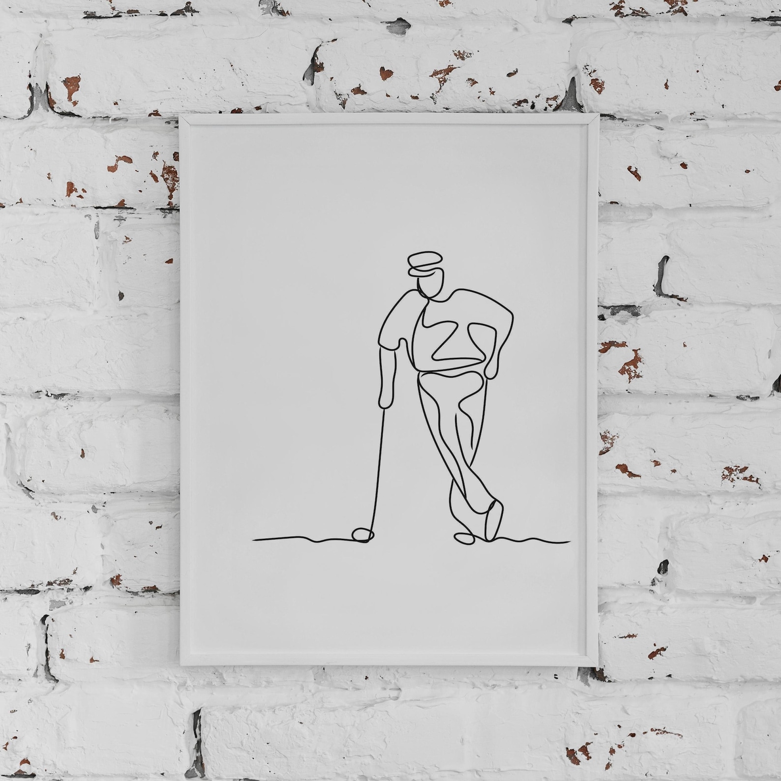 Minimalist Golf Player Line Art, Digital Download, Sport Print, Simple ...