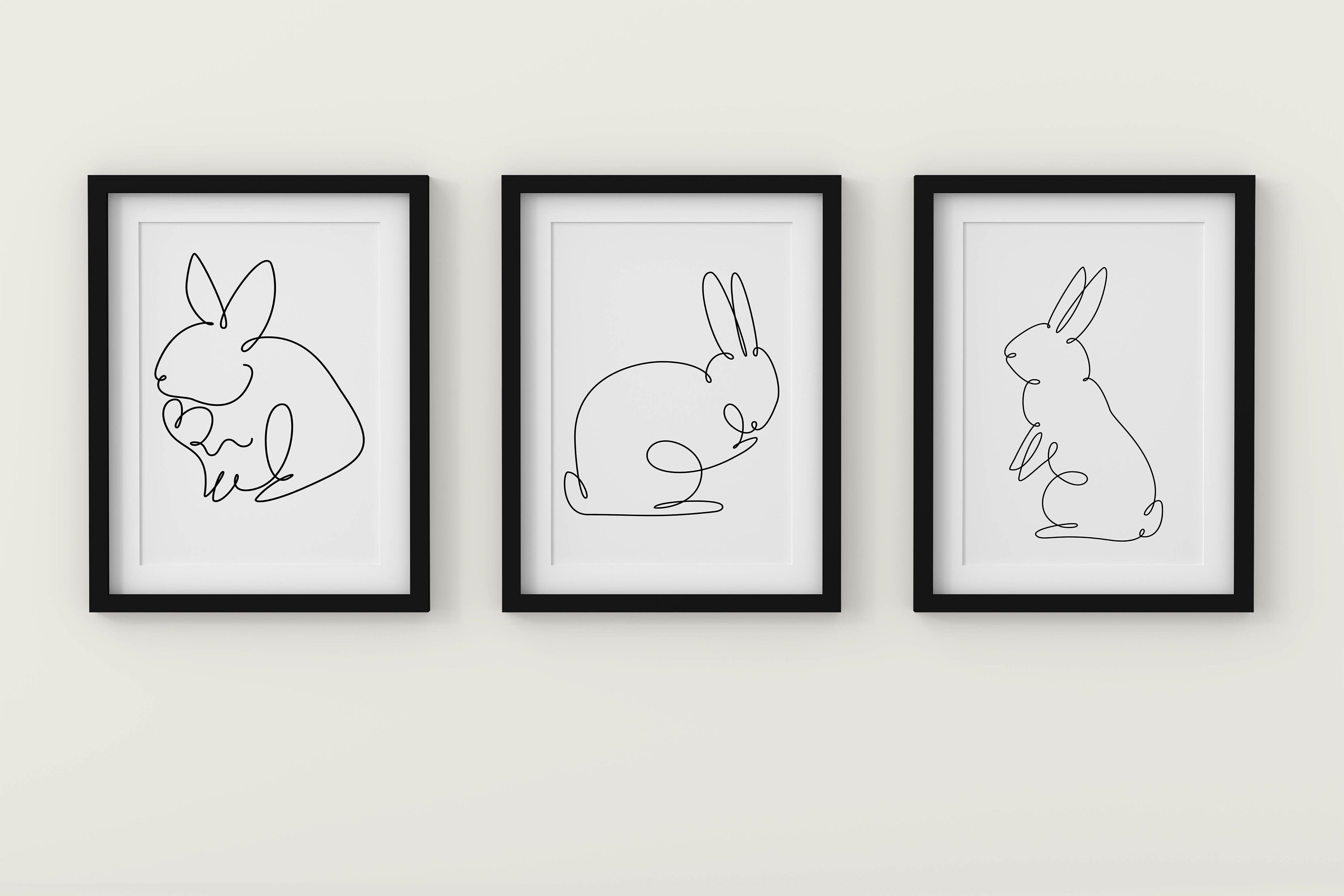 Minimalist Bunny Line Art, Digital Download, Rabbit Animal Sketch ...