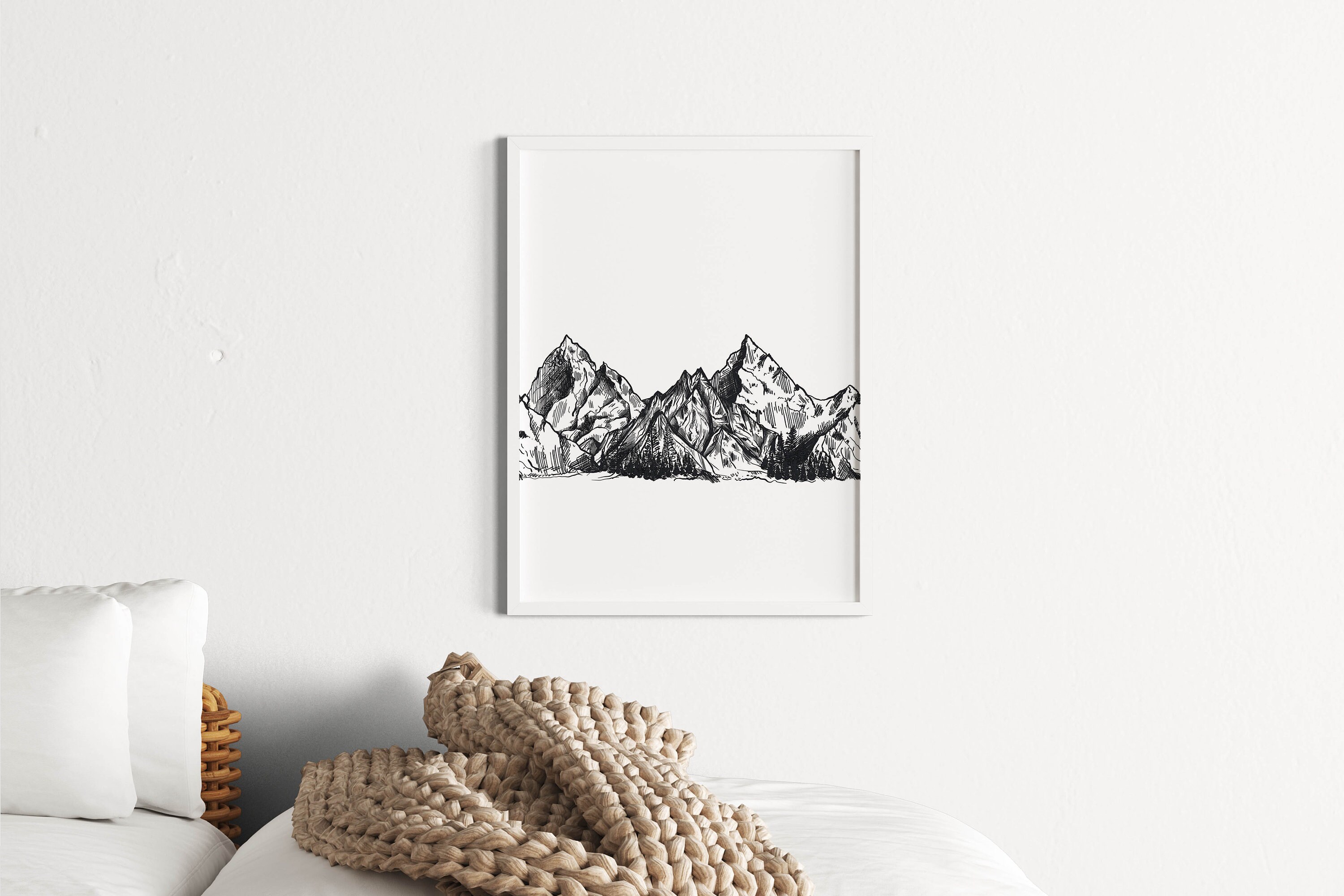 Minimalist Mountain Line Art, Digital Download, Wildlife Print ...
