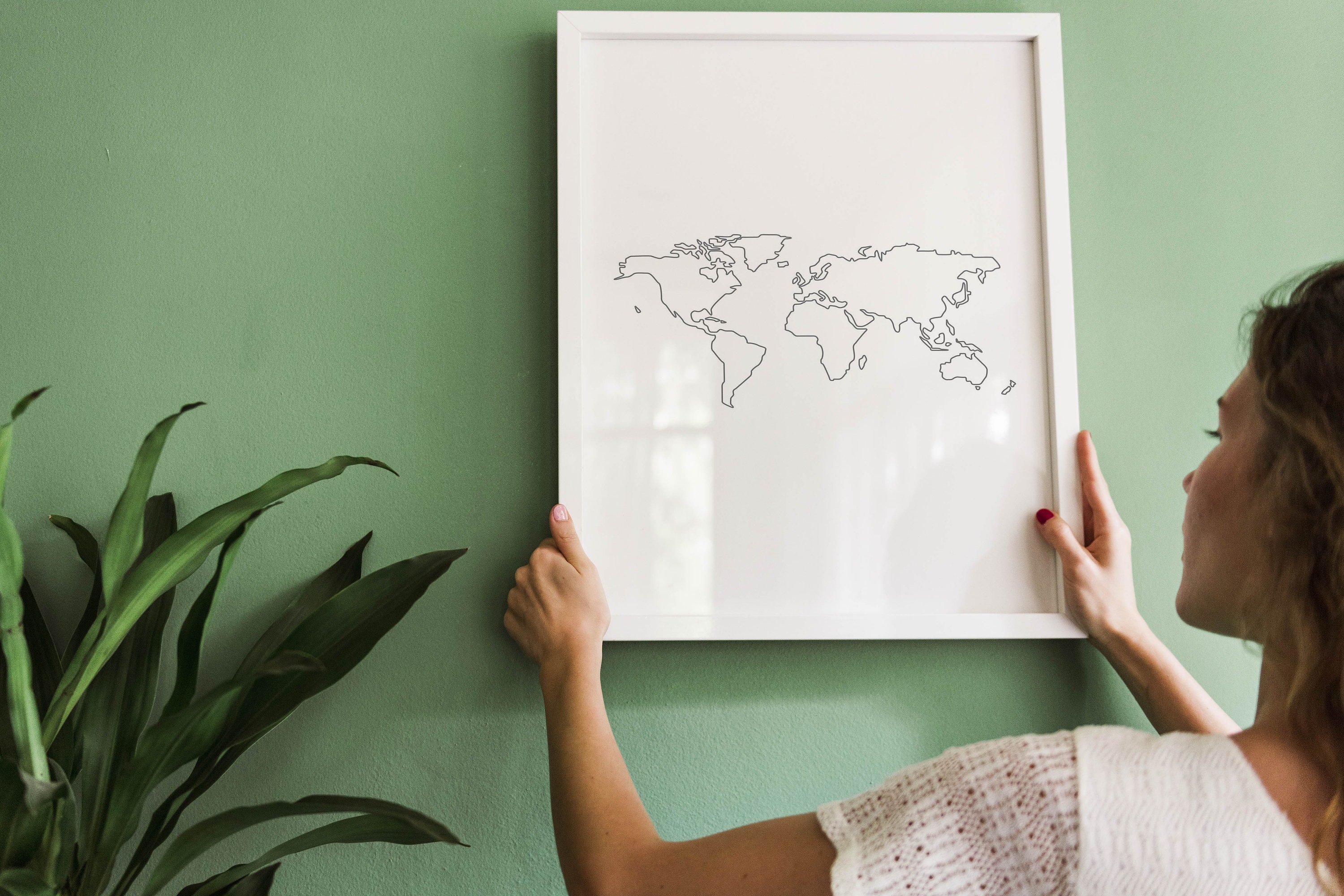 Minimalist World Map Line Art, Digital Download, Earth Outline Sketch ...