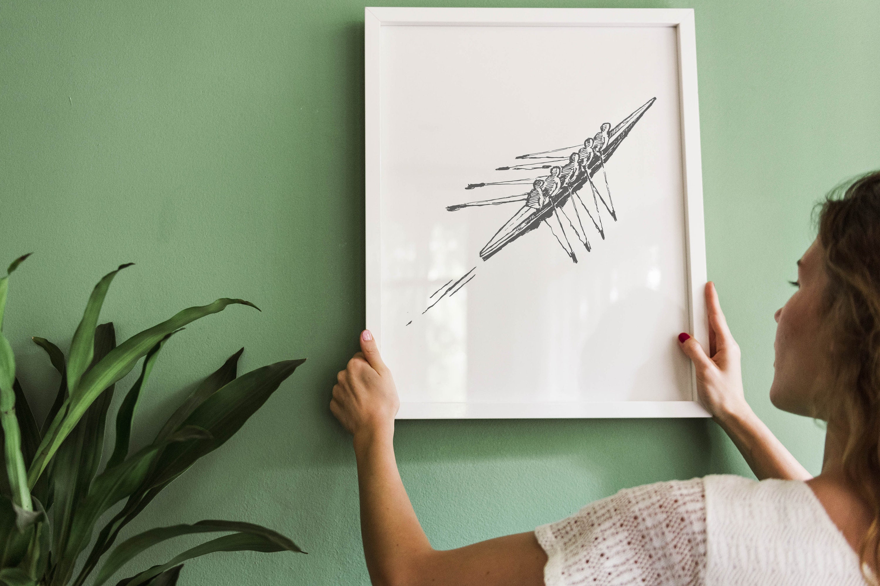 Minimalist Rowing Boat Line Art Water Sport Printable Rower - Etsy