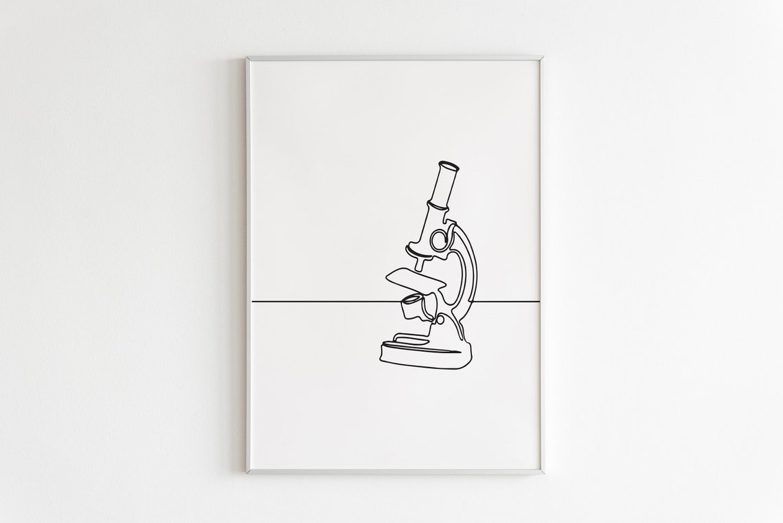 Minimalist Microscope Line Art Digital Download Science | Etsy