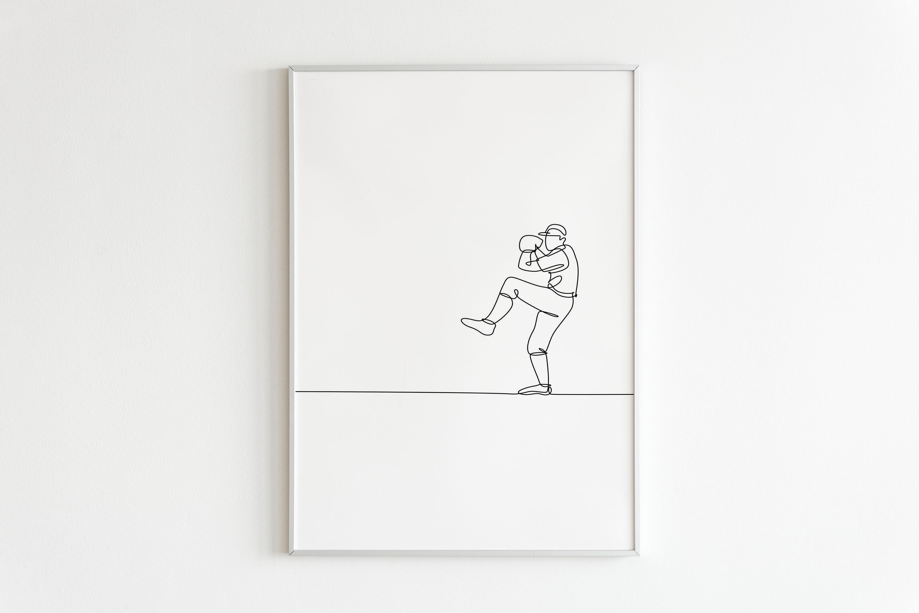 Minimalist Baseball Line Art, Digital Download, Sport Print, Player ...