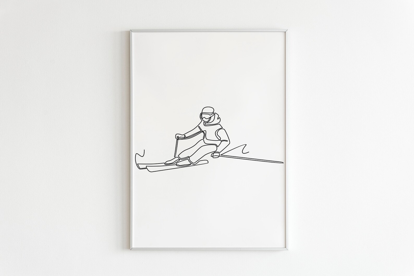 Minimalist Skiing Line Drawing, Printable Wall Art, Sports Fan Gift ...