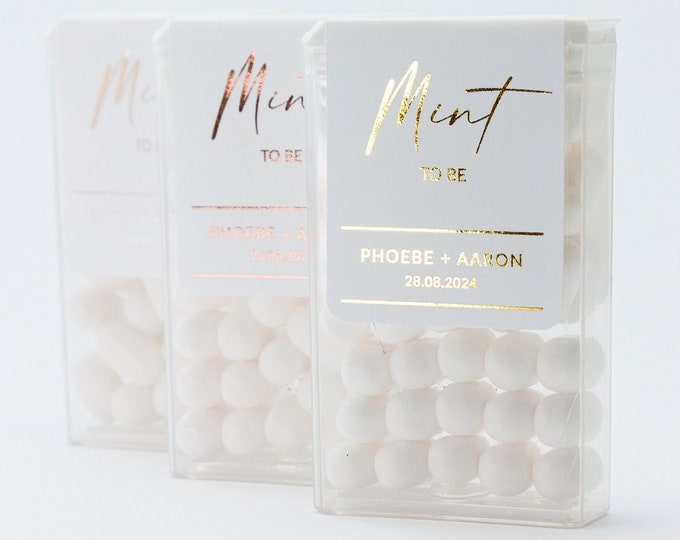 Tic Tac Label Foiled, Mint to Be Wedding Favor Sticker With Real Gold ...