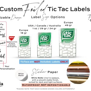 Tic Tac Label Foiled, Mint to Be Wedding Favor Sticker With Real Gold ...