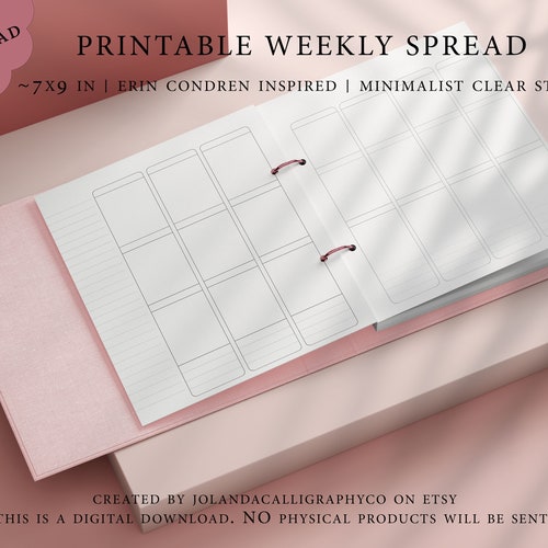 Weekly Planner Printable Erin Condren Style Neutral Undated - Etsy