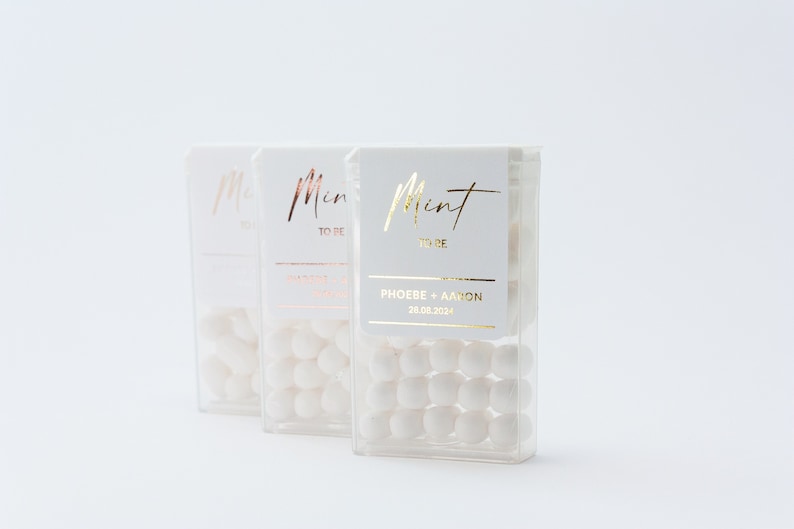 Tic Tac Label Foiled, Mint to Be Wedding Favor Sticker With Real Gold ...