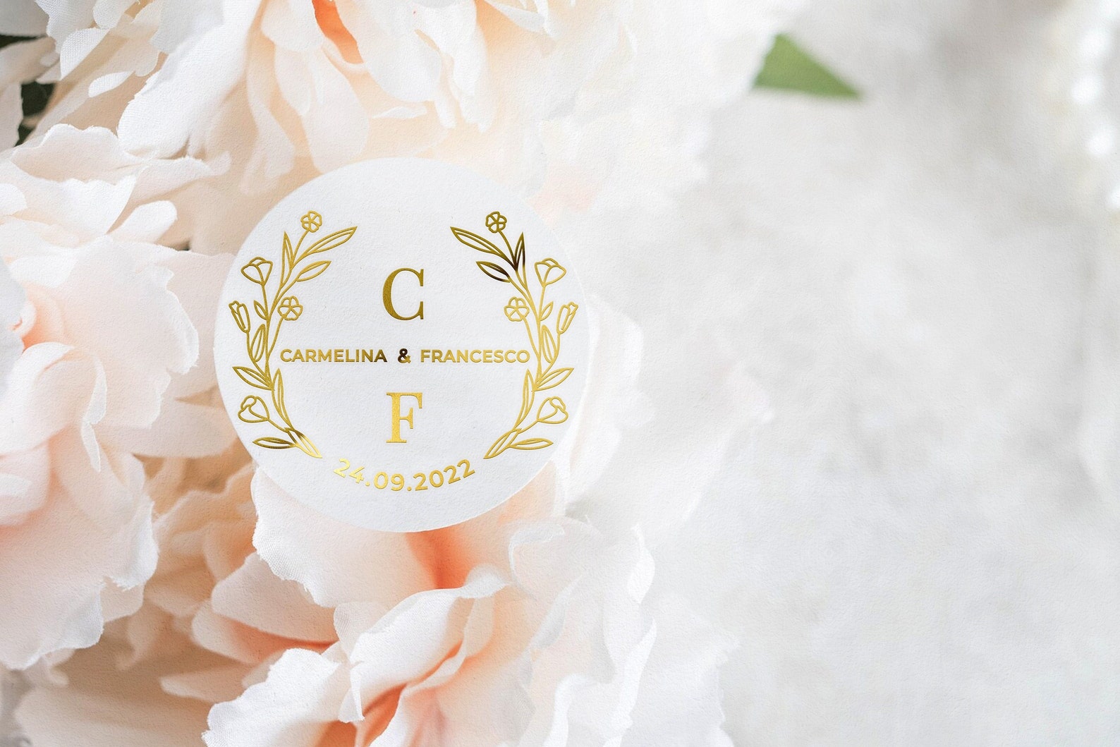 Floral Wedding Stickers Monogram Foil Stickers Floral Wreath - Etsy