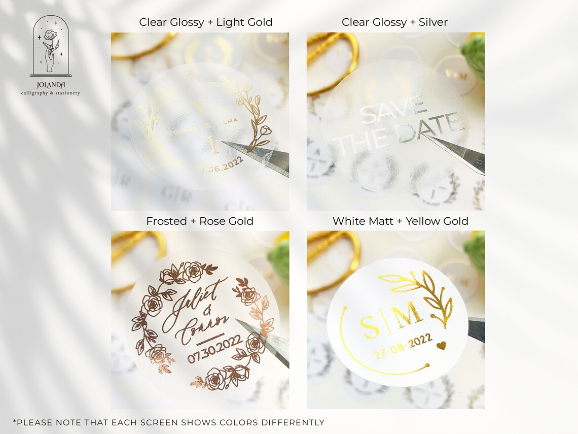 Custom Wedding Stickers Your Brand Foil Stickers Logo - Etsy