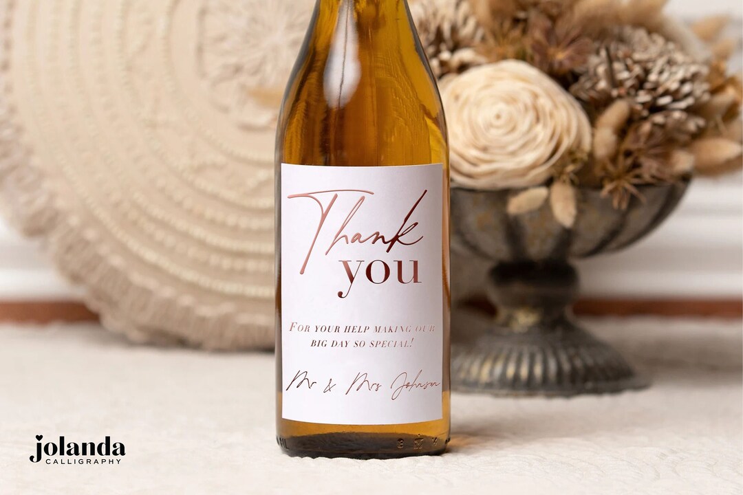 Thank You Wine Label, Thank You Gift, Party Favor Thank You, Thank You ...