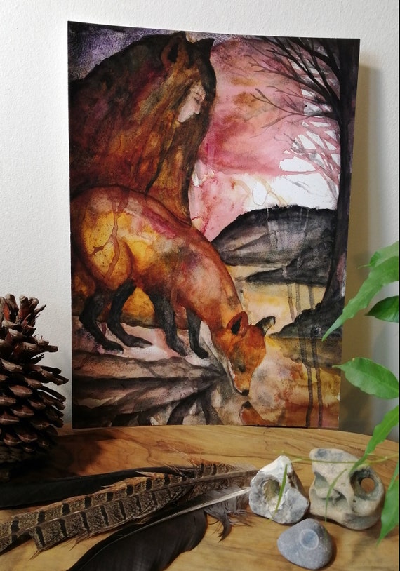 Fox Spirit Art Print Folklore Fairytale Wild Nature - Etsy
