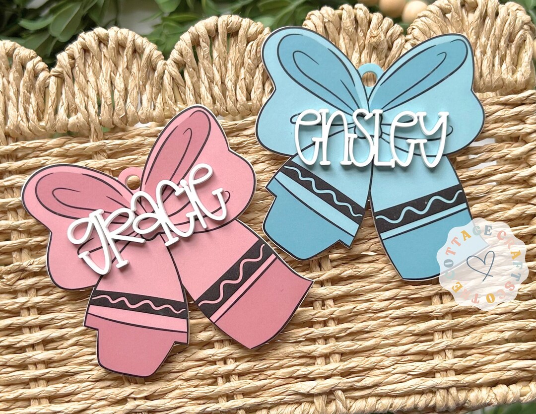 Personalized 3D Acrylic Backpack Tag: Bow Design, Custom Name - Etsy