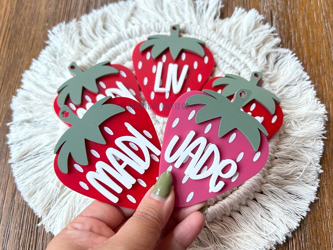Personalized Strawberry Back Bag Tag, Book Bag Name Tag, Water Bottle ...