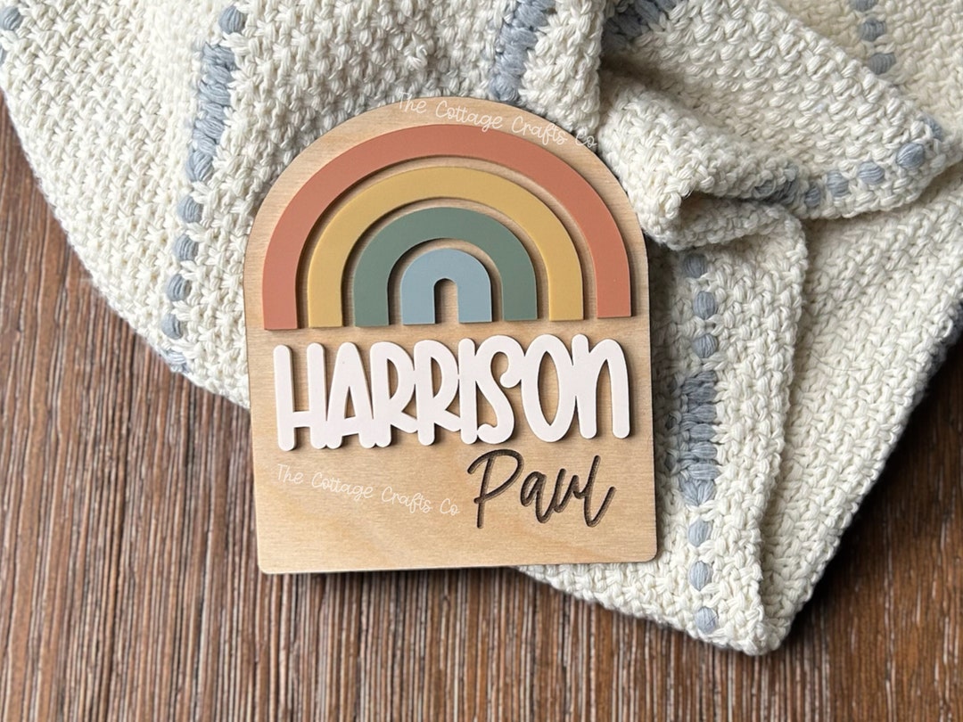 Newborn Announcement Sign, Rainbow Baby, Personalized Baby Sign, Name ...