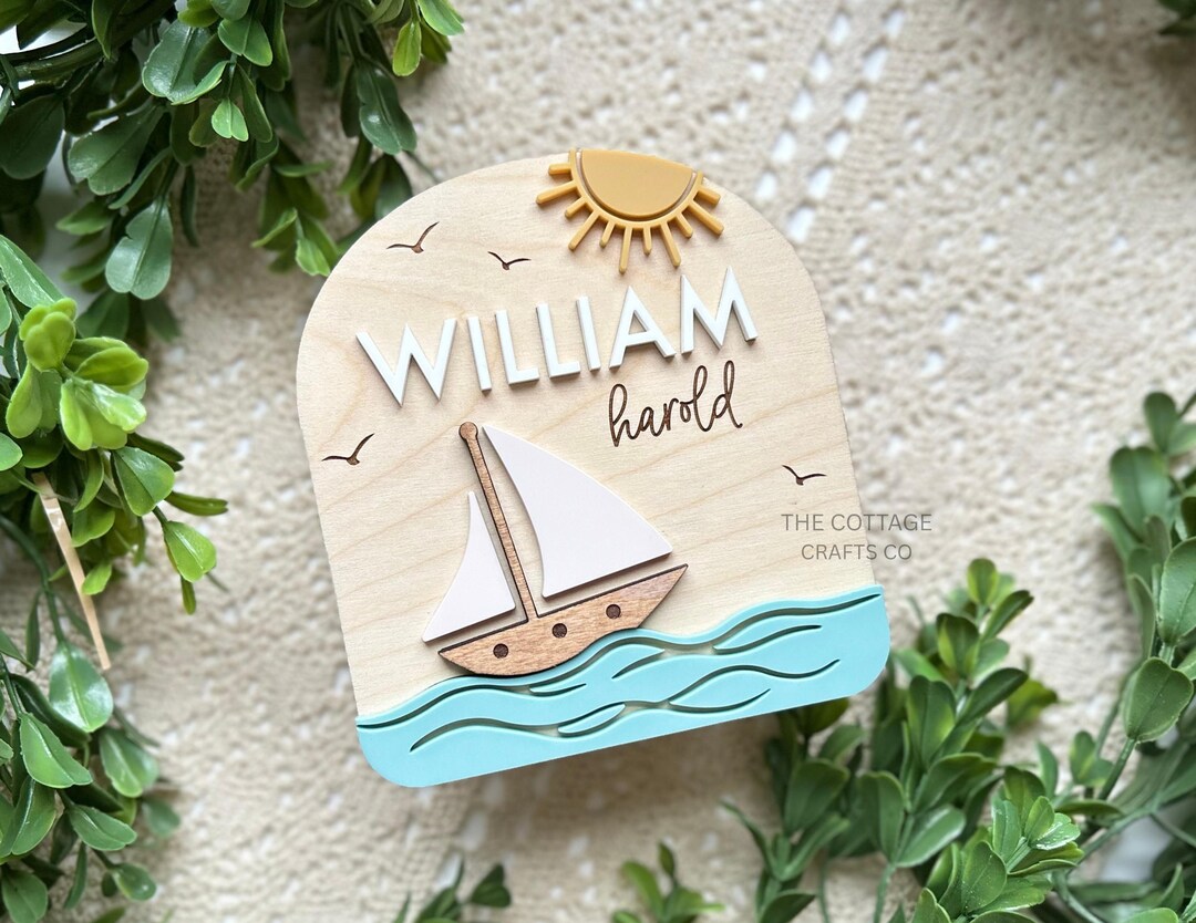 Nautical Baby Name Sign: Ocean Nursery Decor, Newborn Photo Prop - Etsy