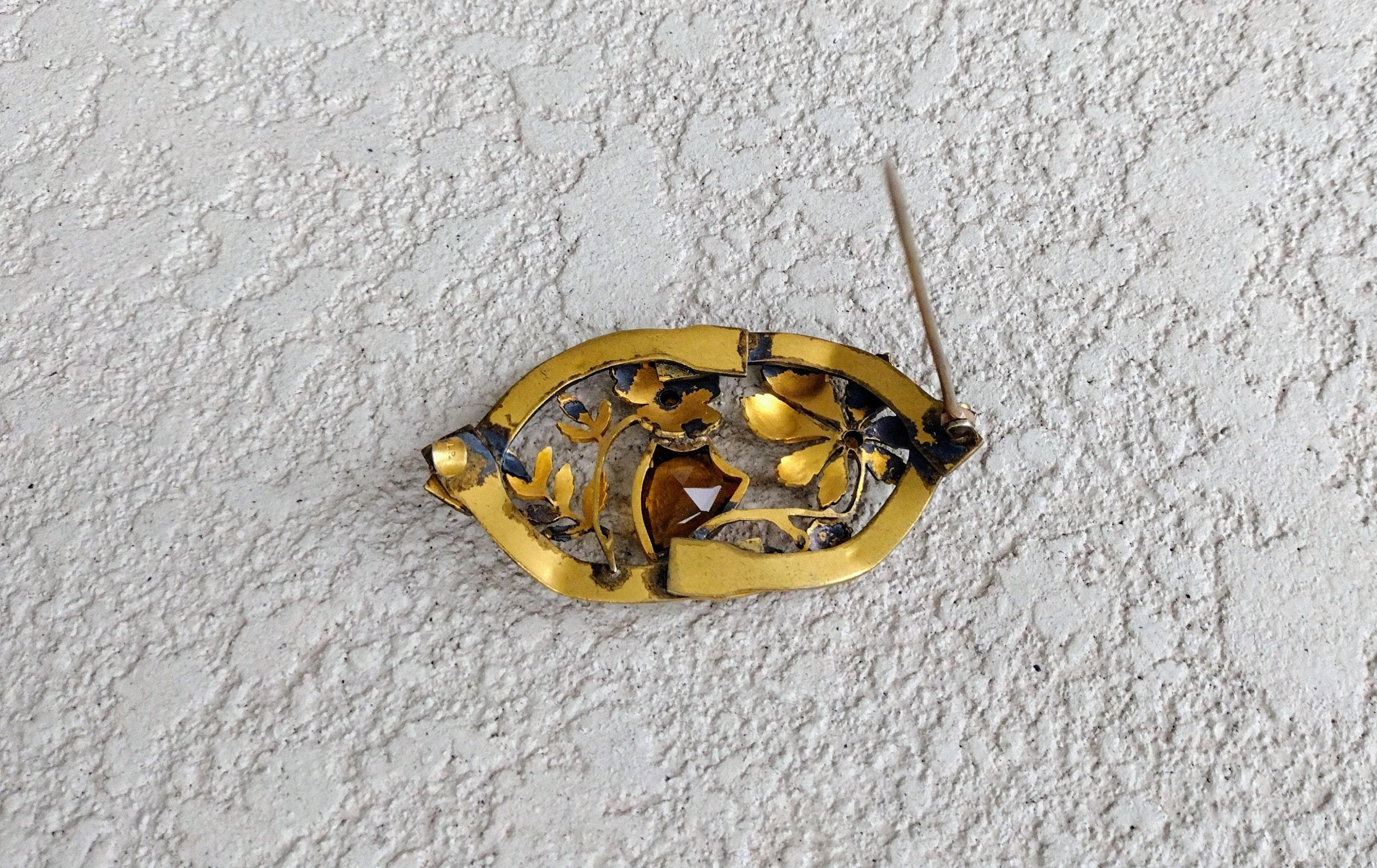 Vintage Signed Brooch Sash Pin GLP George L Paine Jewelry Gold Metal ...
