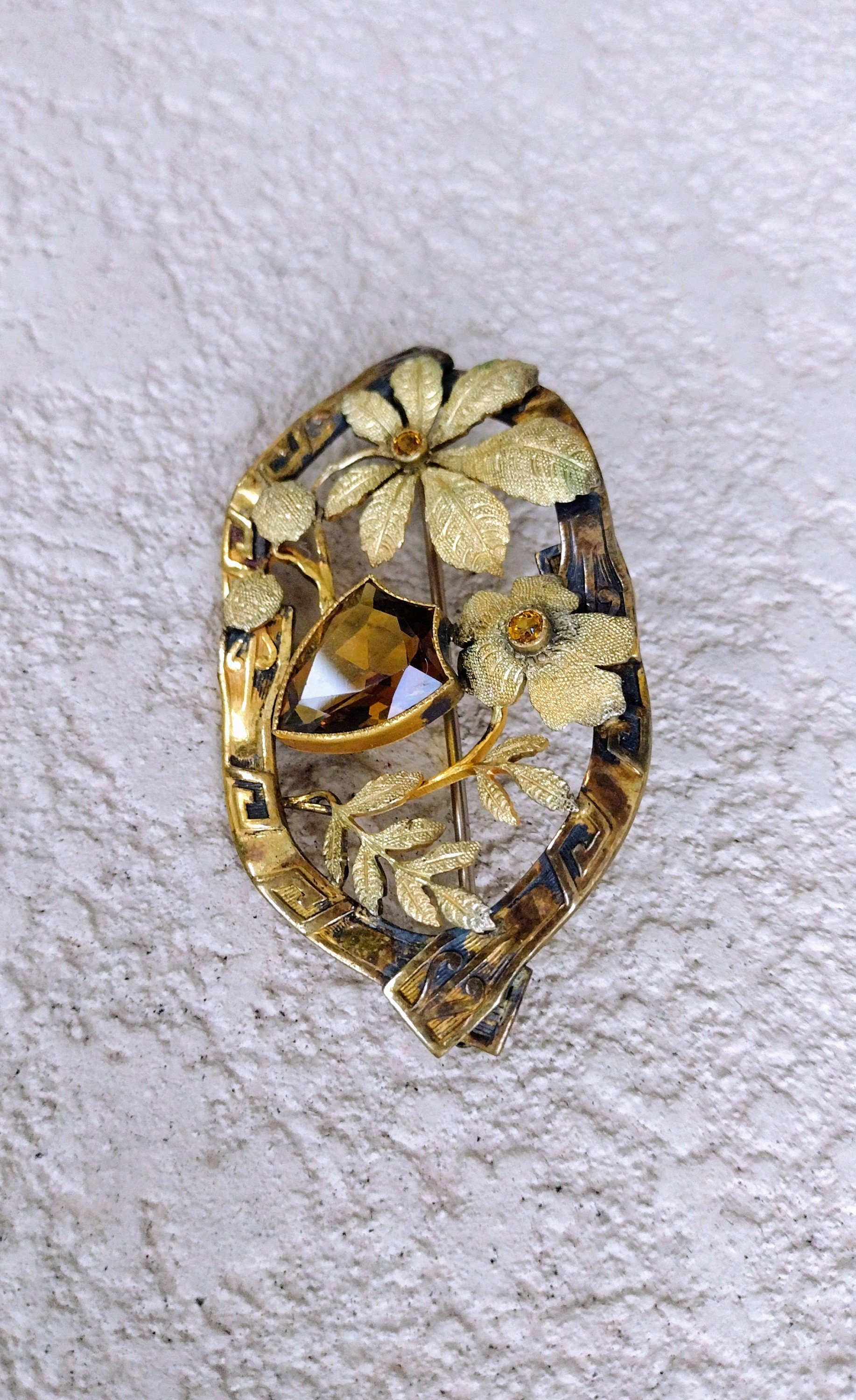 Vintage Signed Brooch Sash Pin GLP George L Paine Jewelry Gold Metal ...