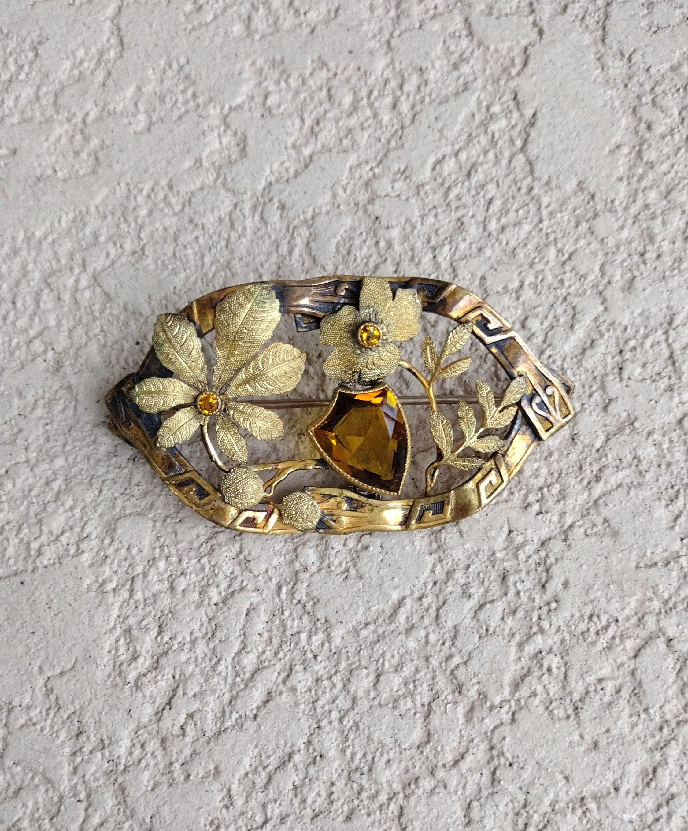 Vintage Signed Brooch Sash Pin GLP George L Paine Jewelry Gold Metal ...