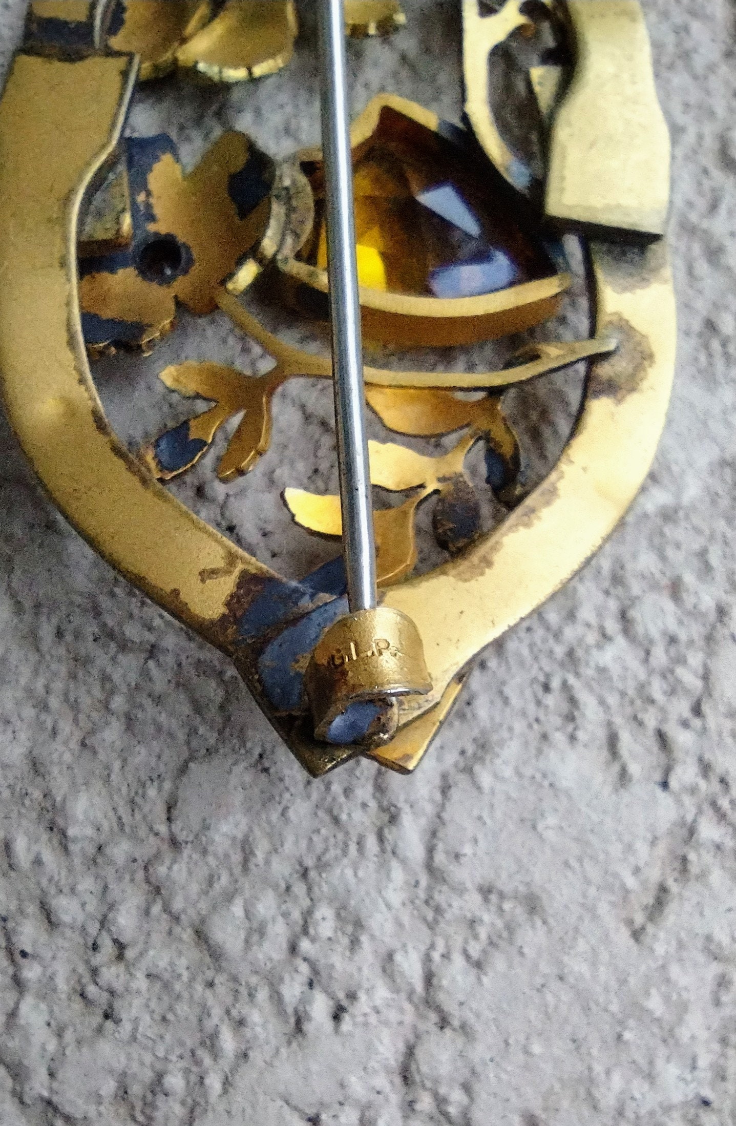 Vintage Signed Brooch Sash Pin GLP George L Paine Jewelry Gold Metal ...