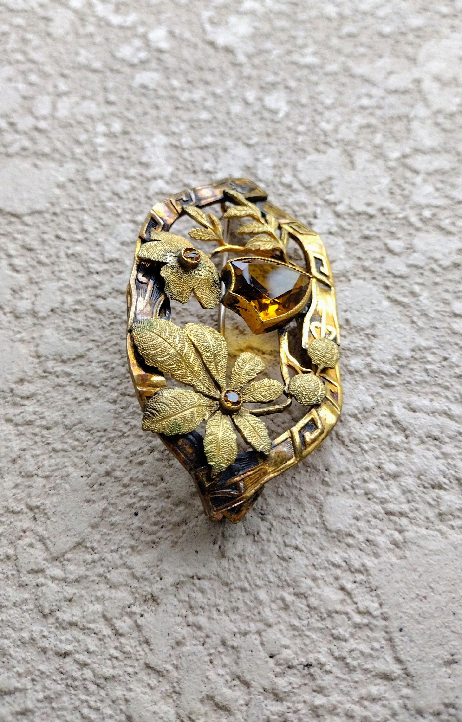 Vintage Signed Brooch Sash Pin GLP George L Paine Jewelry Gold Metal ...