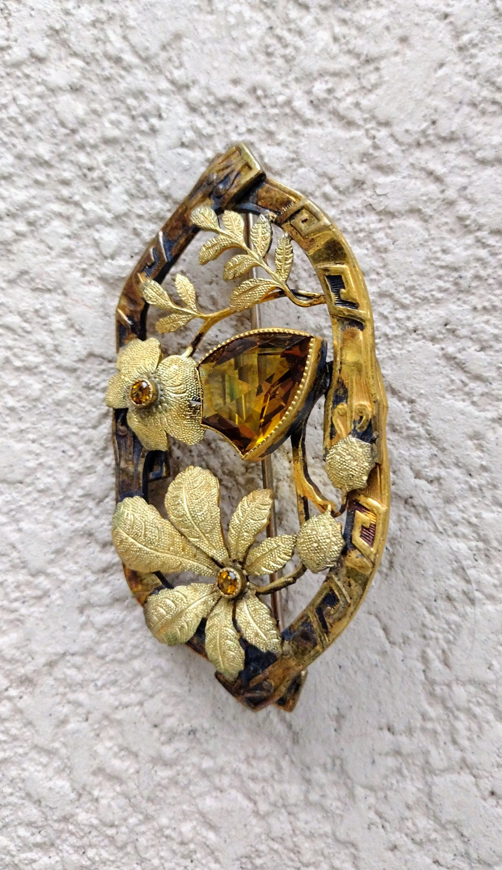 Vintage Signed Brooch Sash Pin GLP George L Paine Jewelry Gold Metal ...