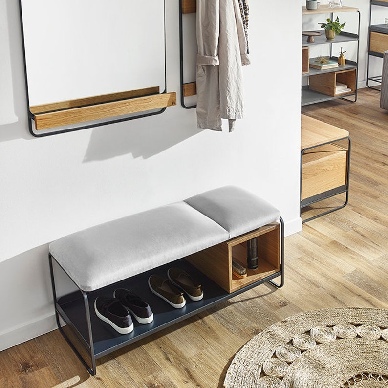 Scandinavian Style Hallway Bench With Shelf - Etsy