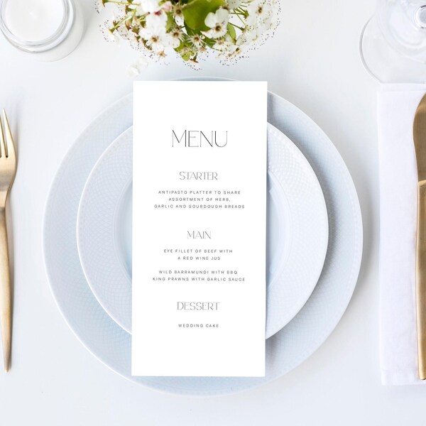 Wedding Table Menu Cards - Etsy