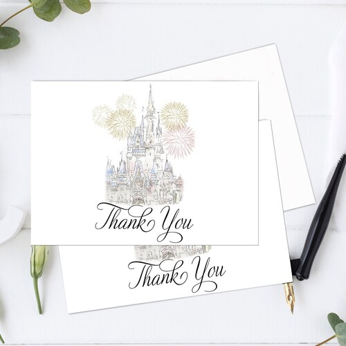 Disney Castle Wedding Thank You Cards folded Blank Inside - Etsy