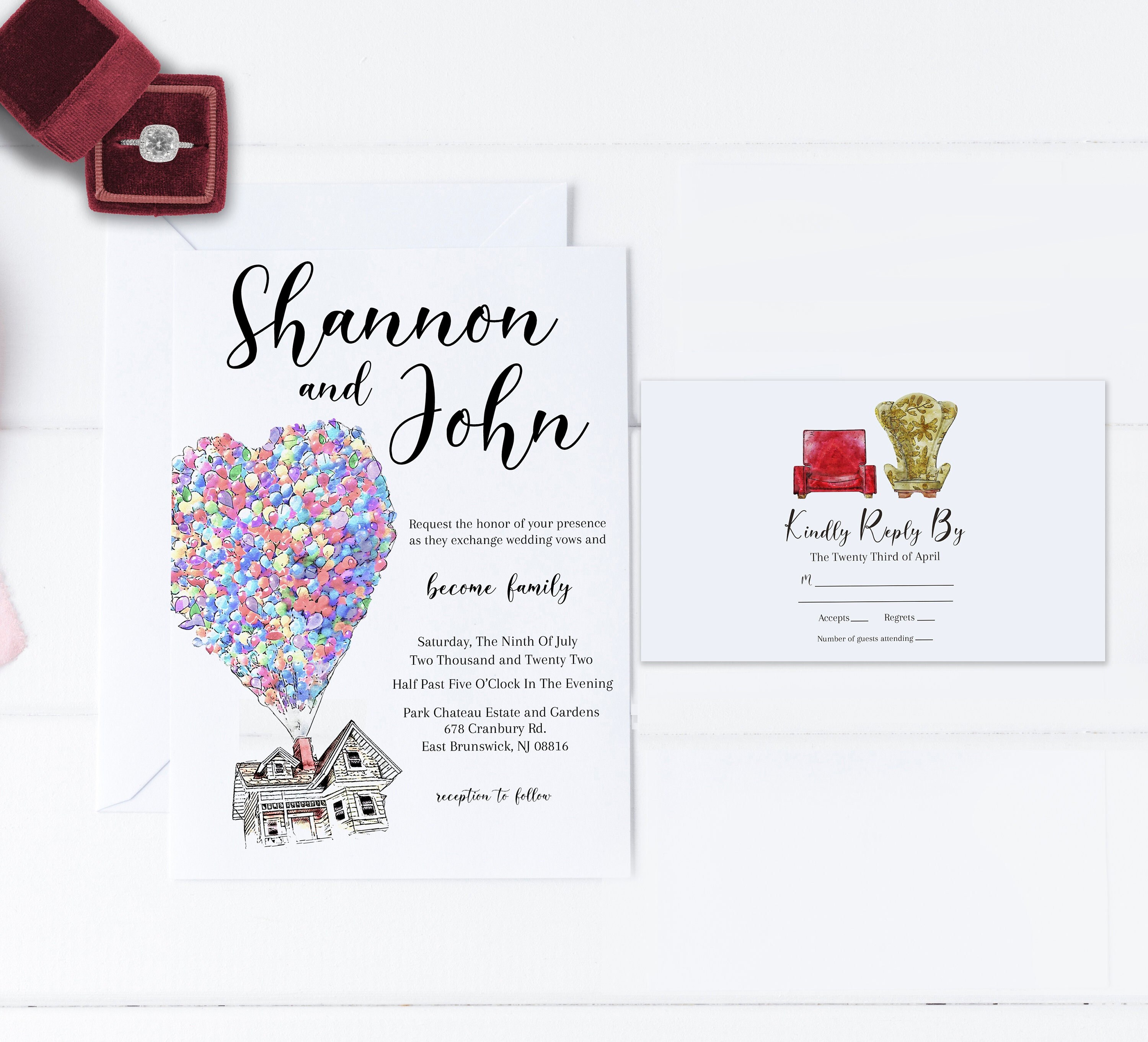 Up Themed Wedding Invitations