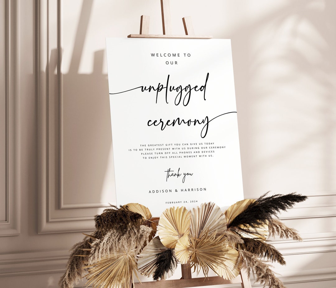 Unplugged Ceremony Sign Template, Modern Calligraphy, Unplugged Wedding ...