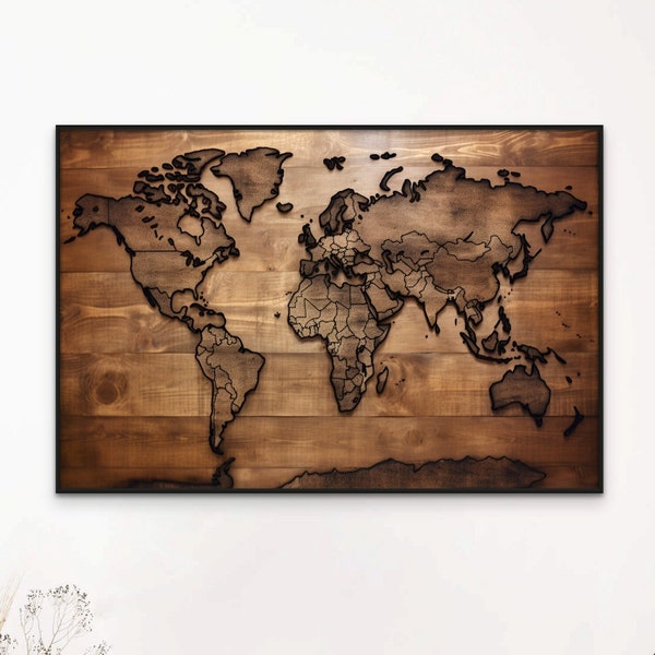 Rustic World Map - Etsy