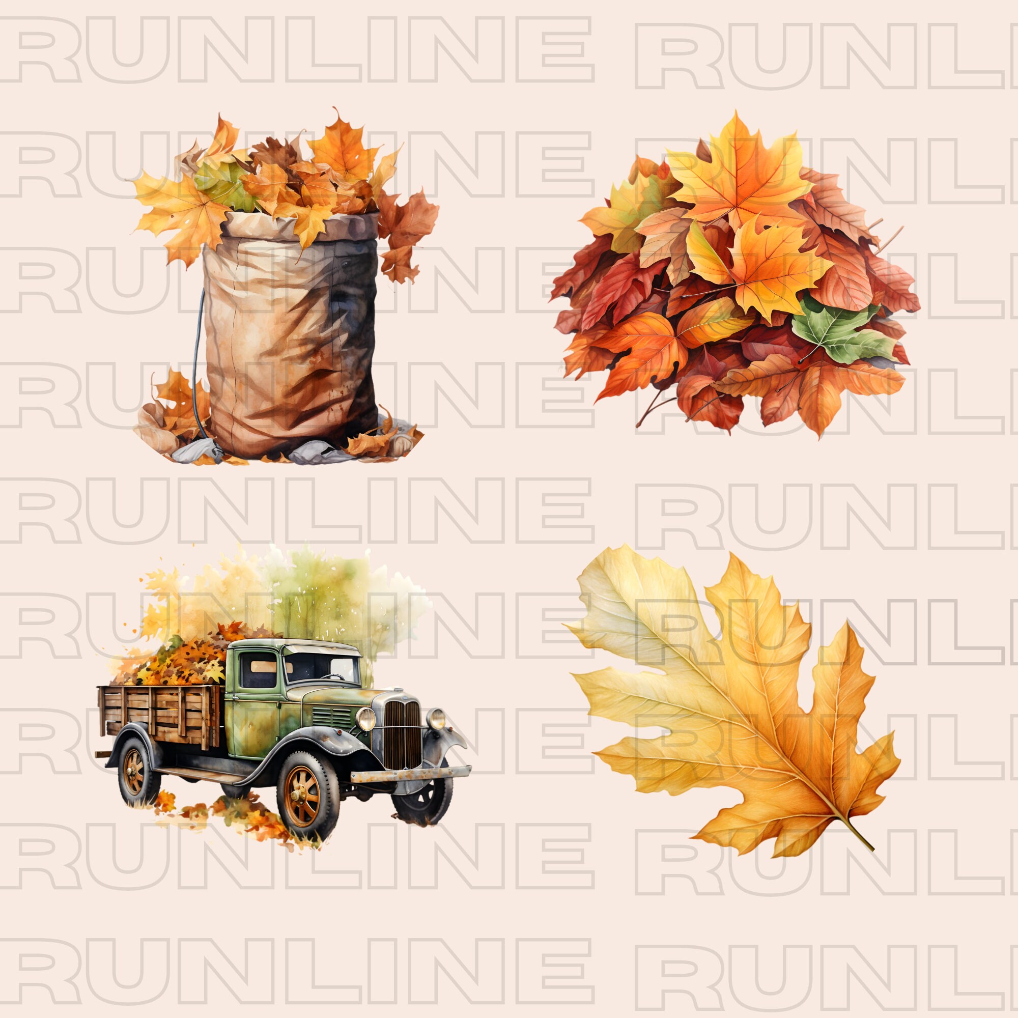 Autumn Leaves Watercolor Clipart Bundle, Autumn Clipart, Leaves Clipart ...