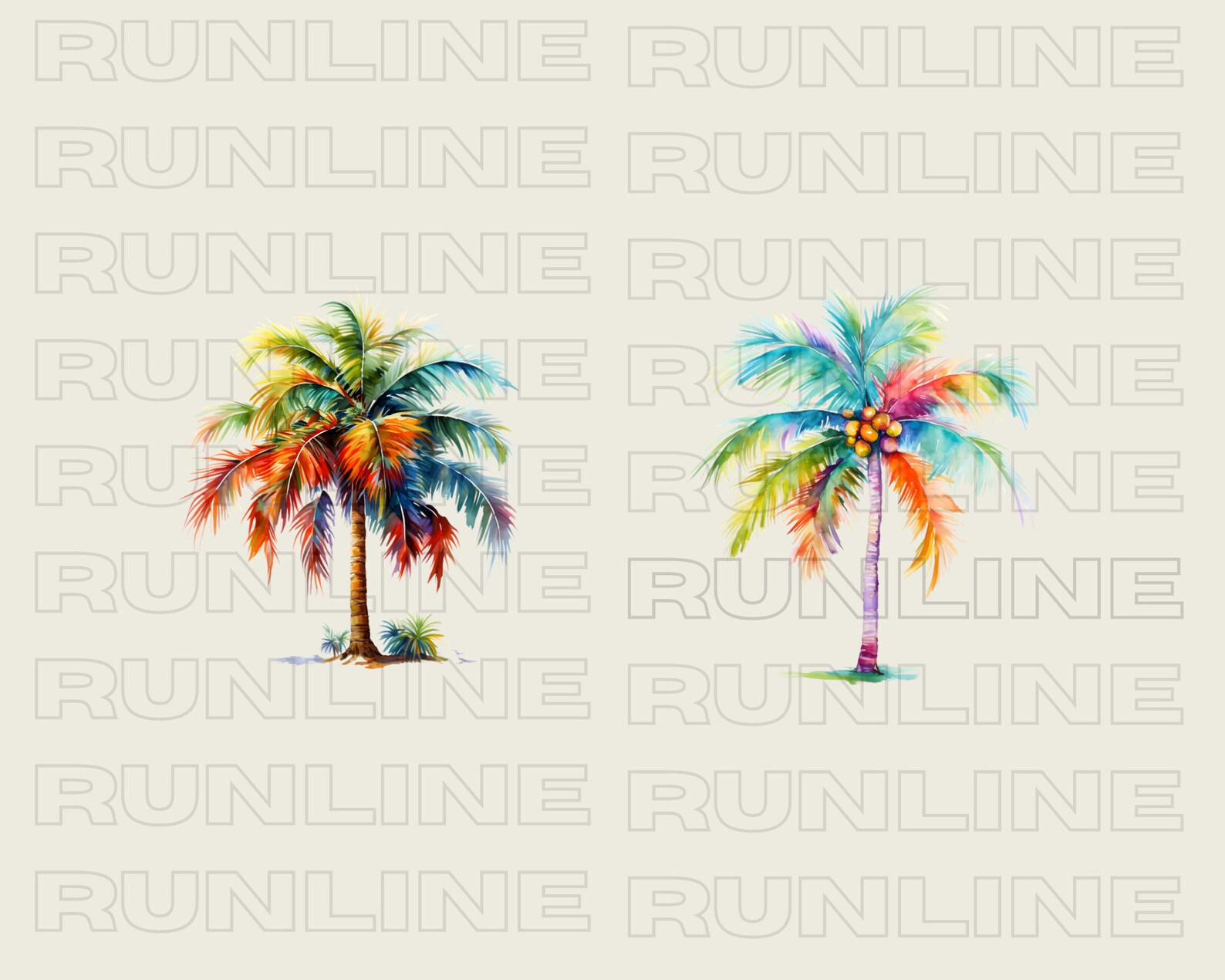 Palm Tree Watercolor Clipart, Watercolor Summer Clipart Bundle, Beach ...