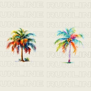 Palm Tree Watercolor Clipart, Watercolor Summer Clipart Bundle, Beach ...