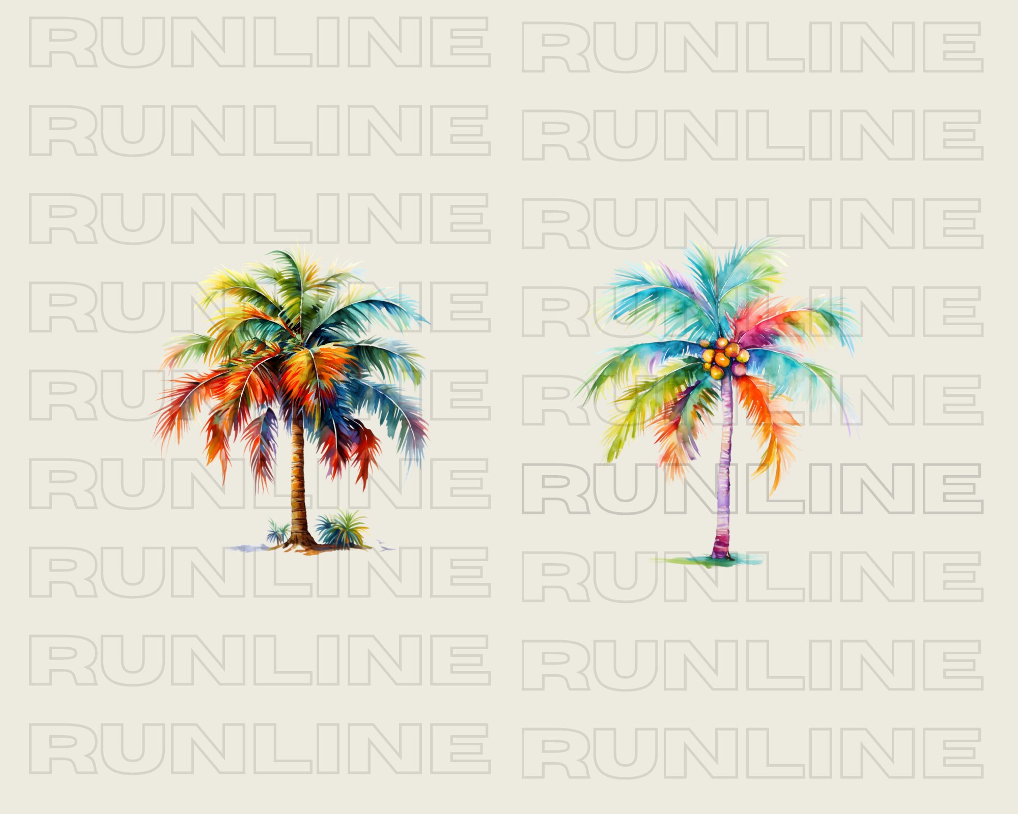 Palm Tree Watercolor Clipart, Watercolor Summer Clipart Bundle, Beach ...