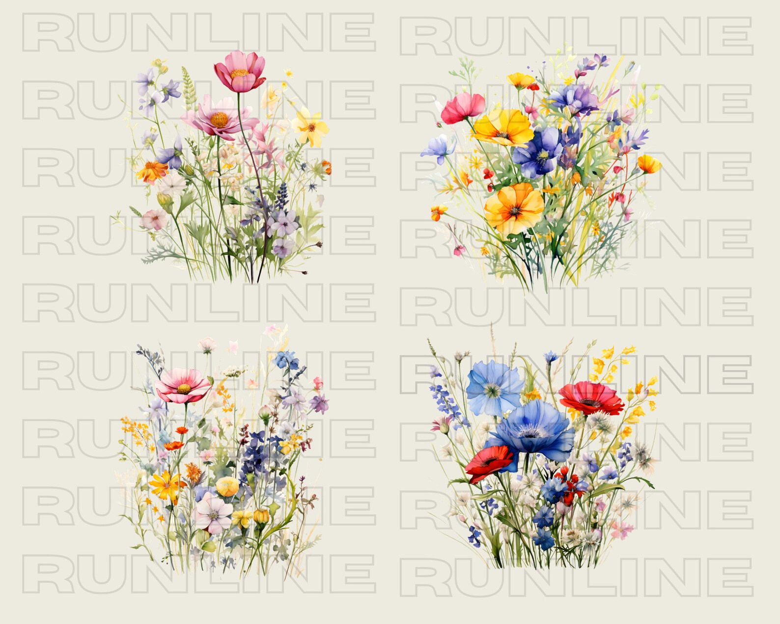 Watercolor Wildflower Clipart Bundle Watercolor Floral - Etsy