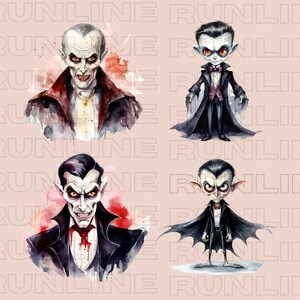 Vampire Watercolor Clipart Bundle, Halloween PNG Clipart, Autumn ...
