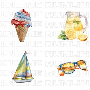 Summer Clipart Bundle, Watercolor Summer PNG & SVG Clipart Bundle ...