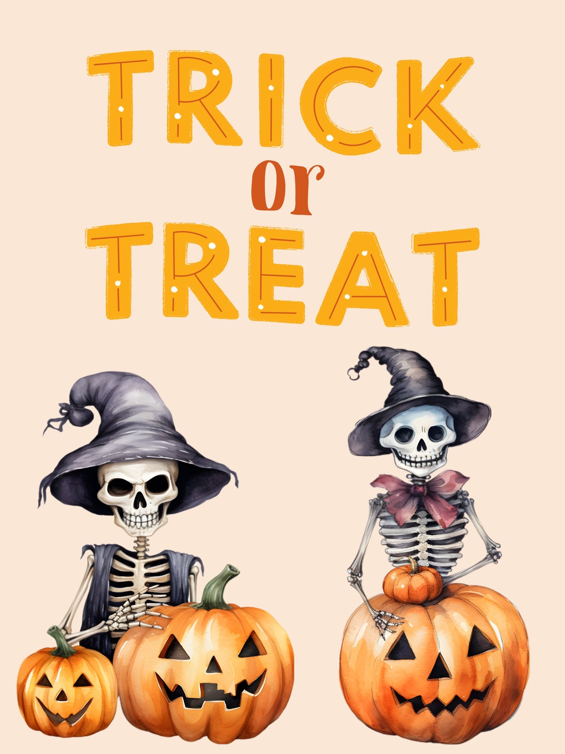 Skeleton Watercolor Clipart Bundle, Halloween PNG Clipart, Autumn ...